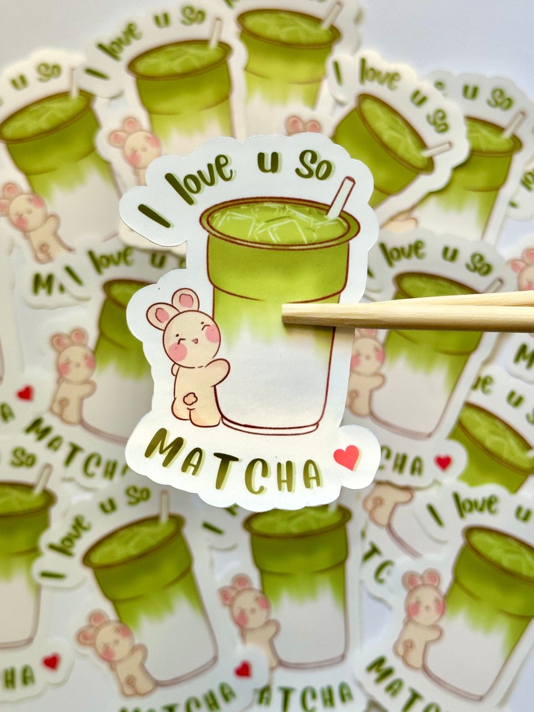 I Love You so Matcha Sticker Matcha Sticker Matcha Bunny Sticker Green ...