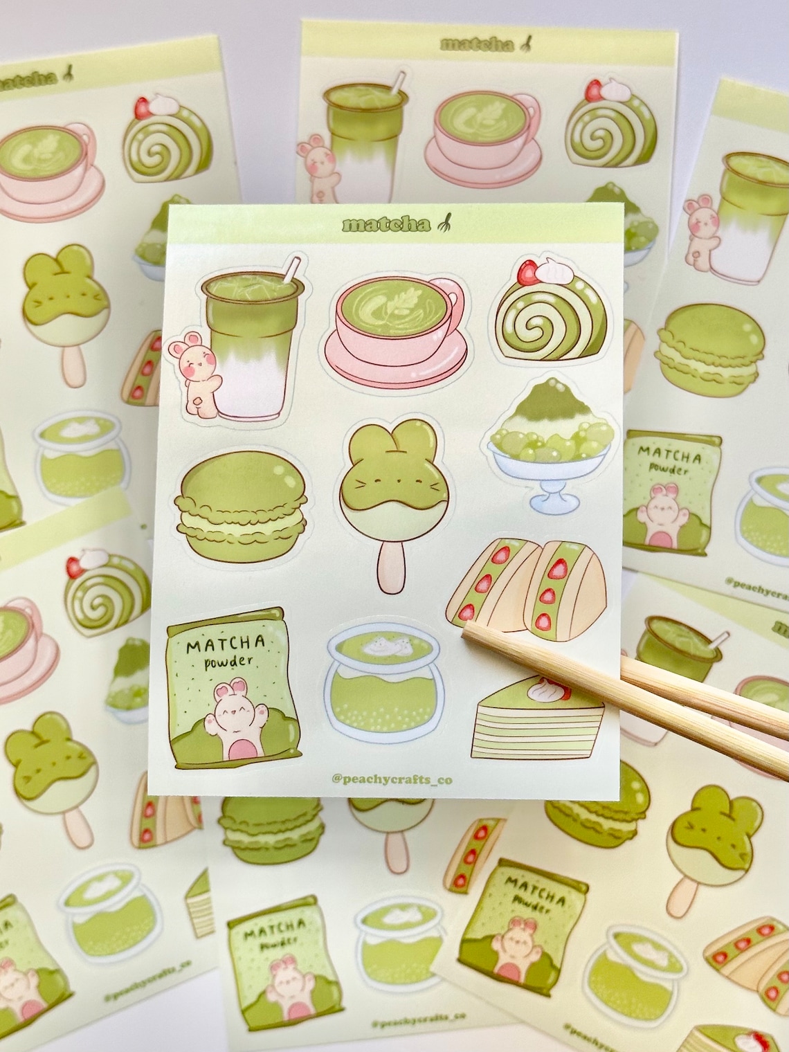 Matcha Sticker Sheet Matcha Food Drink Stickers Kawaii Stickers Cute ...