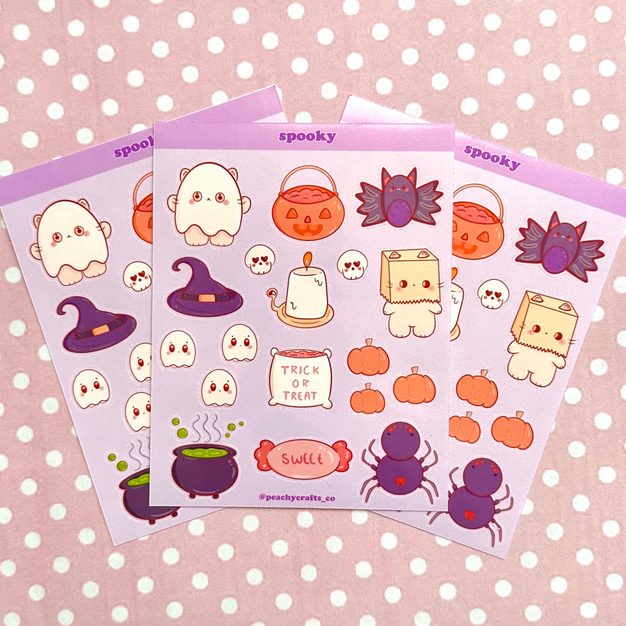 Spooky Sticker Sheet Spooky Cats Sticker Sheet Halloween Sticker Sheet ...