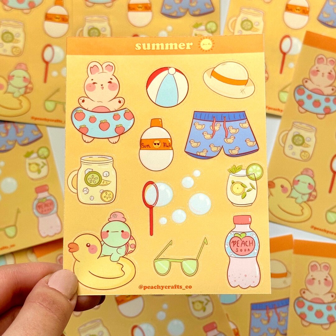 Summer Sticker Sheet Yellow Sticker Sheet Kawaii Stickers Cute ...