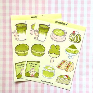 Matcha Sticker Sheet Matcha Food Drink Stickers Kawaii Stickers Cute ...