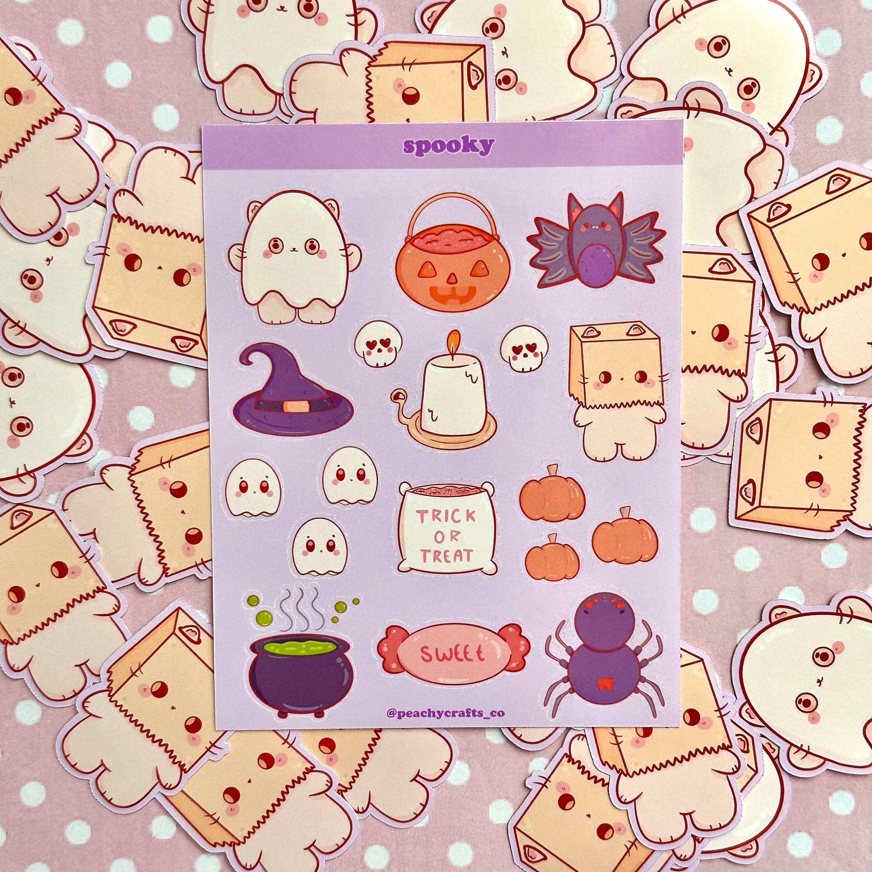 Spooky Sticker Sheet Spooky Cats Sticker Sheet Halloween Sticker Sheet ...