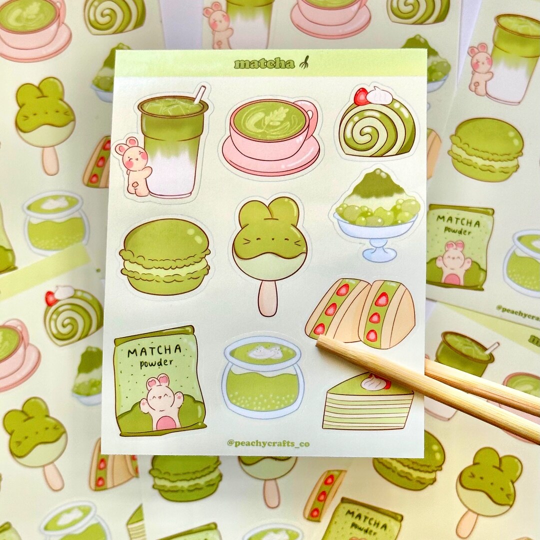 Matcha Sticker Sheet Matcha Food Drink Stickers Kawaii Stickers Cute ...