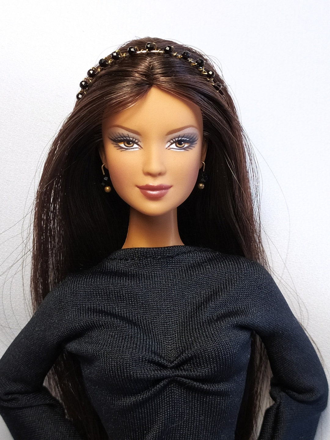 Black Spinel Headband for 12" and 16" Doll. Natural Crystal Headband ...