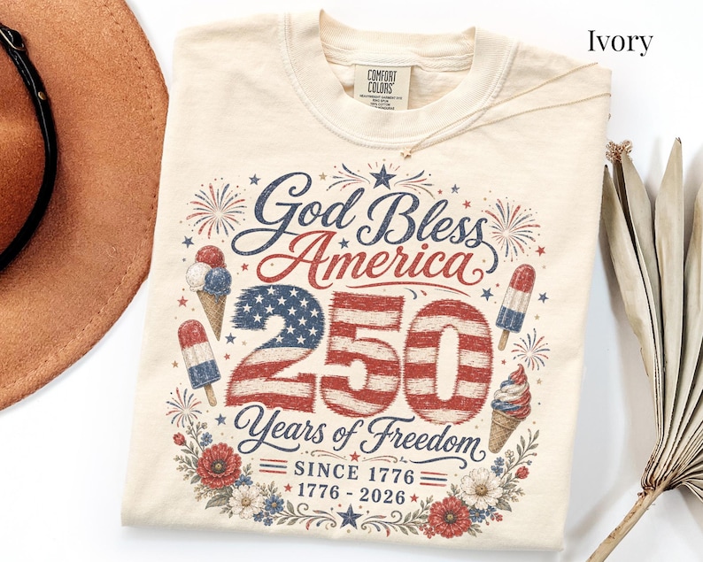 God Bless America 250th Anniversary T-shirt 1776-2026 Patriotic USA ...