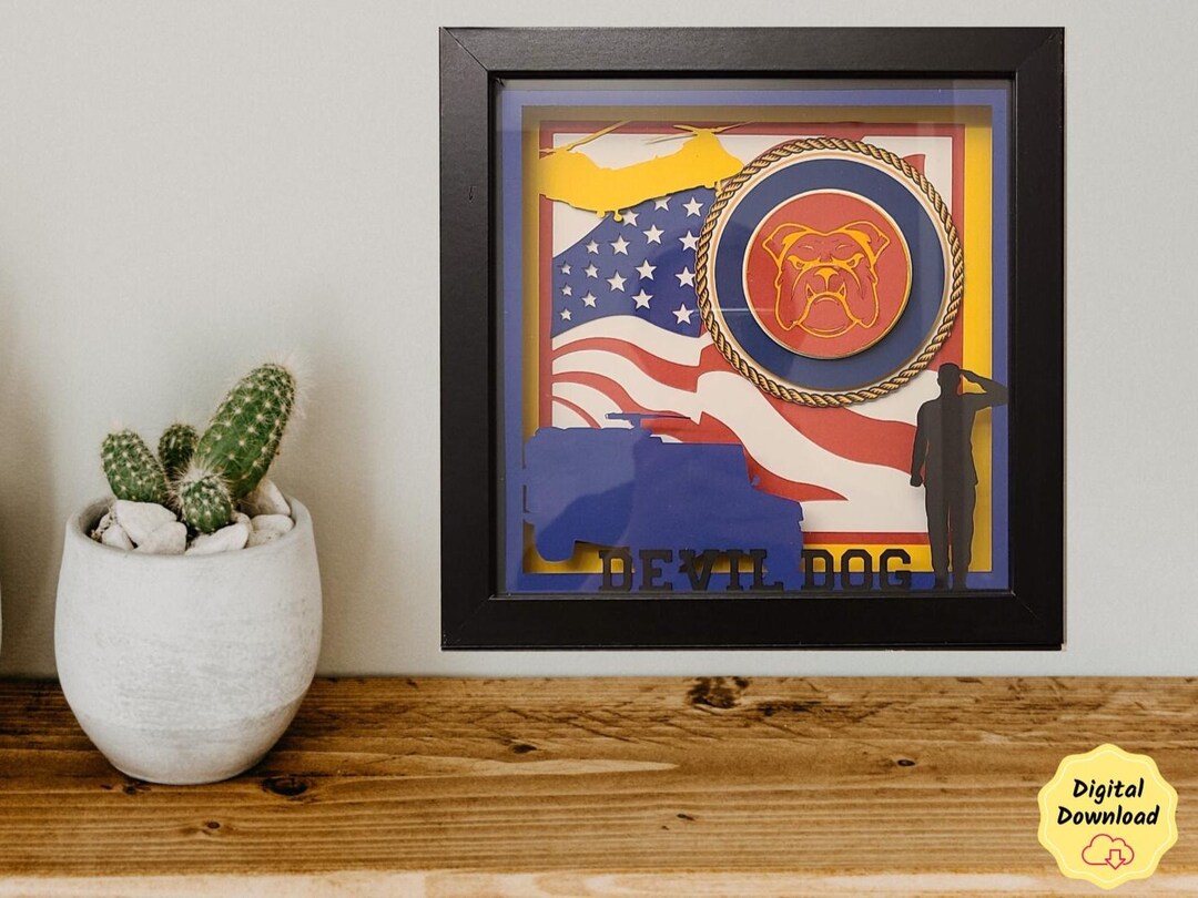 Military Shadow Box Saluting Soldier Svg Gift US Military Veteran ...