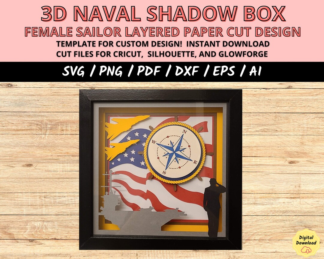 Female Naval Sailor Shadow Box SVG: Veteran Gift (digital Download) - Etsy