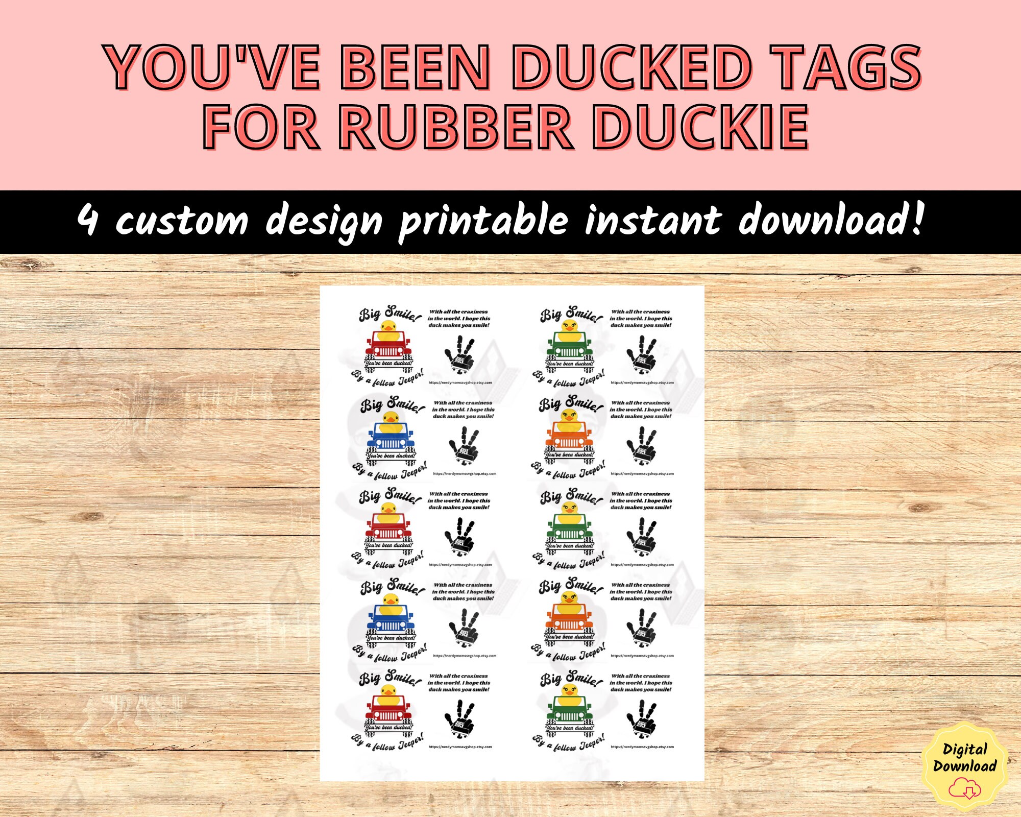 You've Been Ducked Tags for Jeeps, Printable Ducking Labels for Rubber ...
