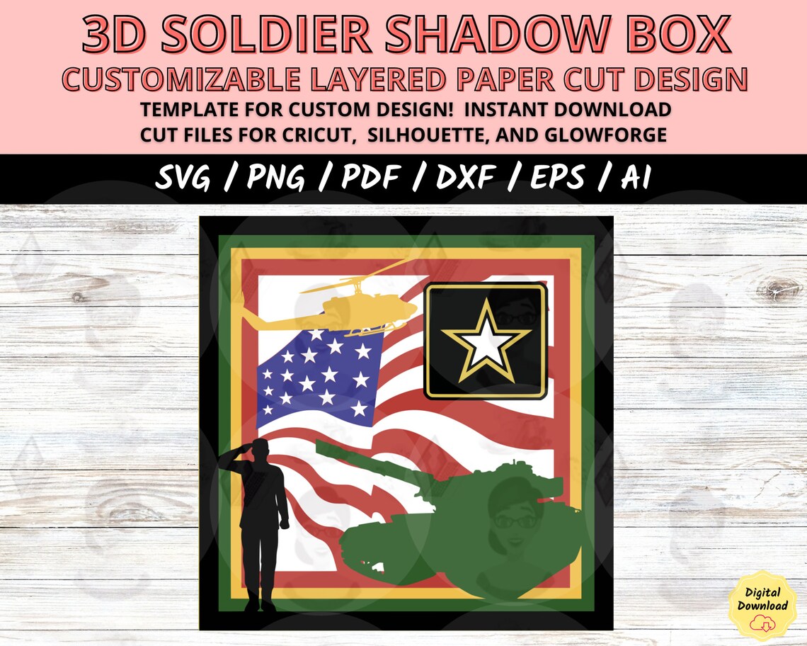 Military Light Box Svg, Soldier Paper Cut SVG, Saluting Soldier Svg ...