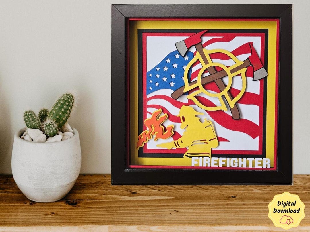 Firefighter Shadow Box SVG, Retirement/promotion Gift (digital Download ...