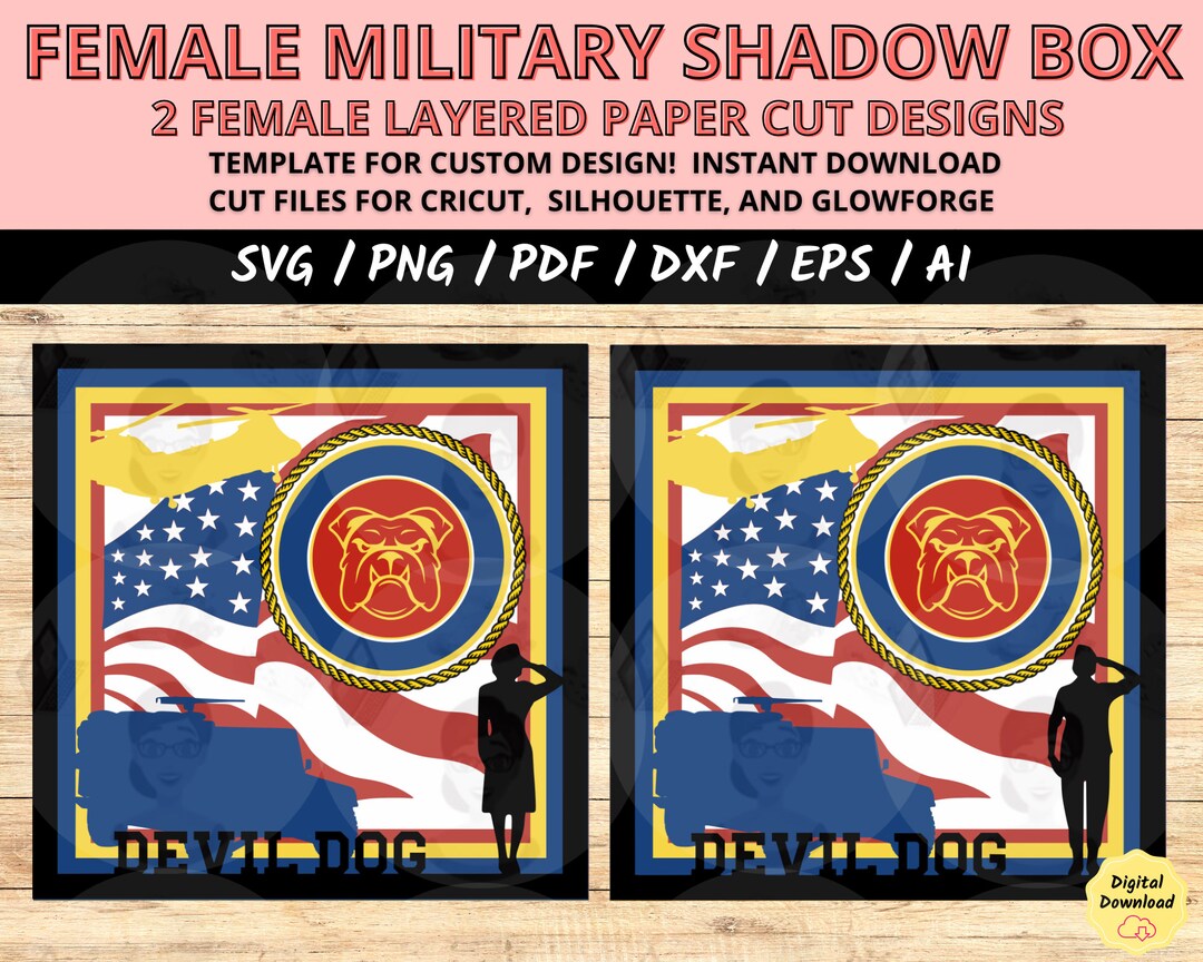Female Military Shadow Box Svg Military Woman Svg Female - Etsy