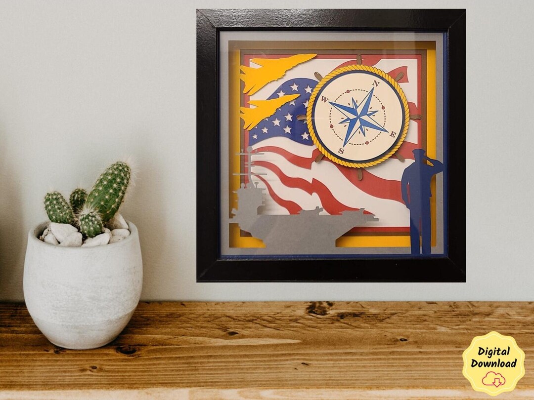 Naval Aircraft Carrier Shadow Box SVG Naval Shadow Box SVG 3D Layered ...