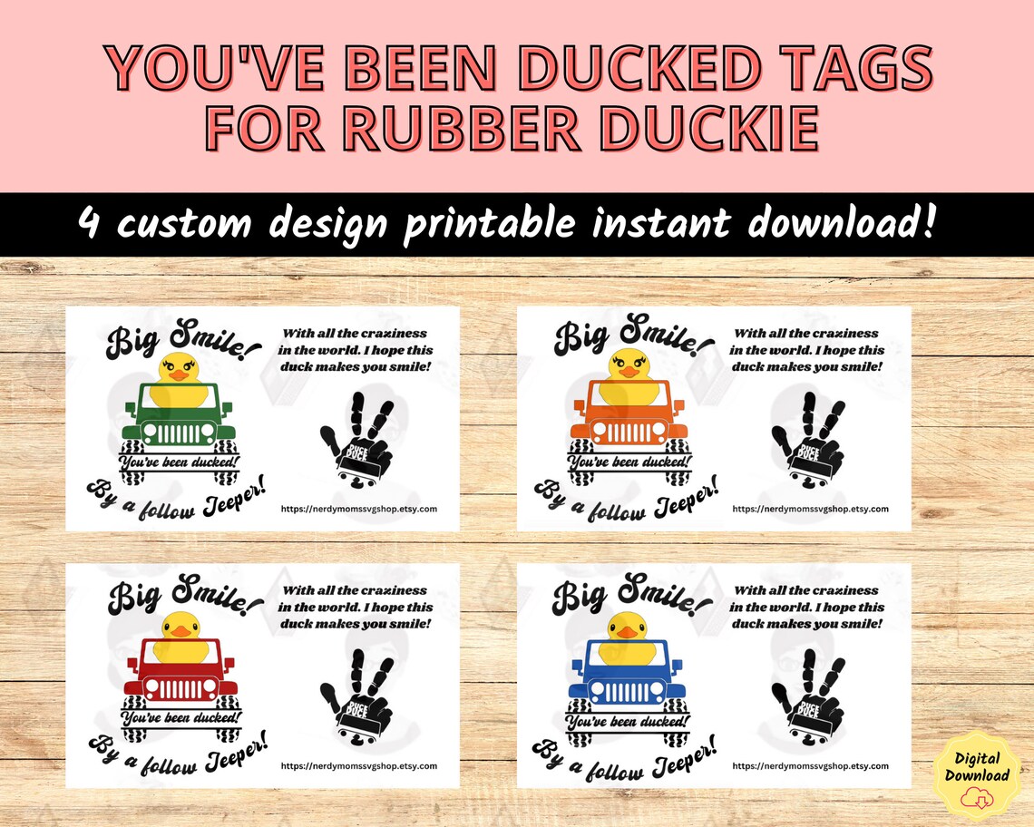 You've Been Ducked Tags for Jeeps, Printable Ducking Labels for Rubber ...