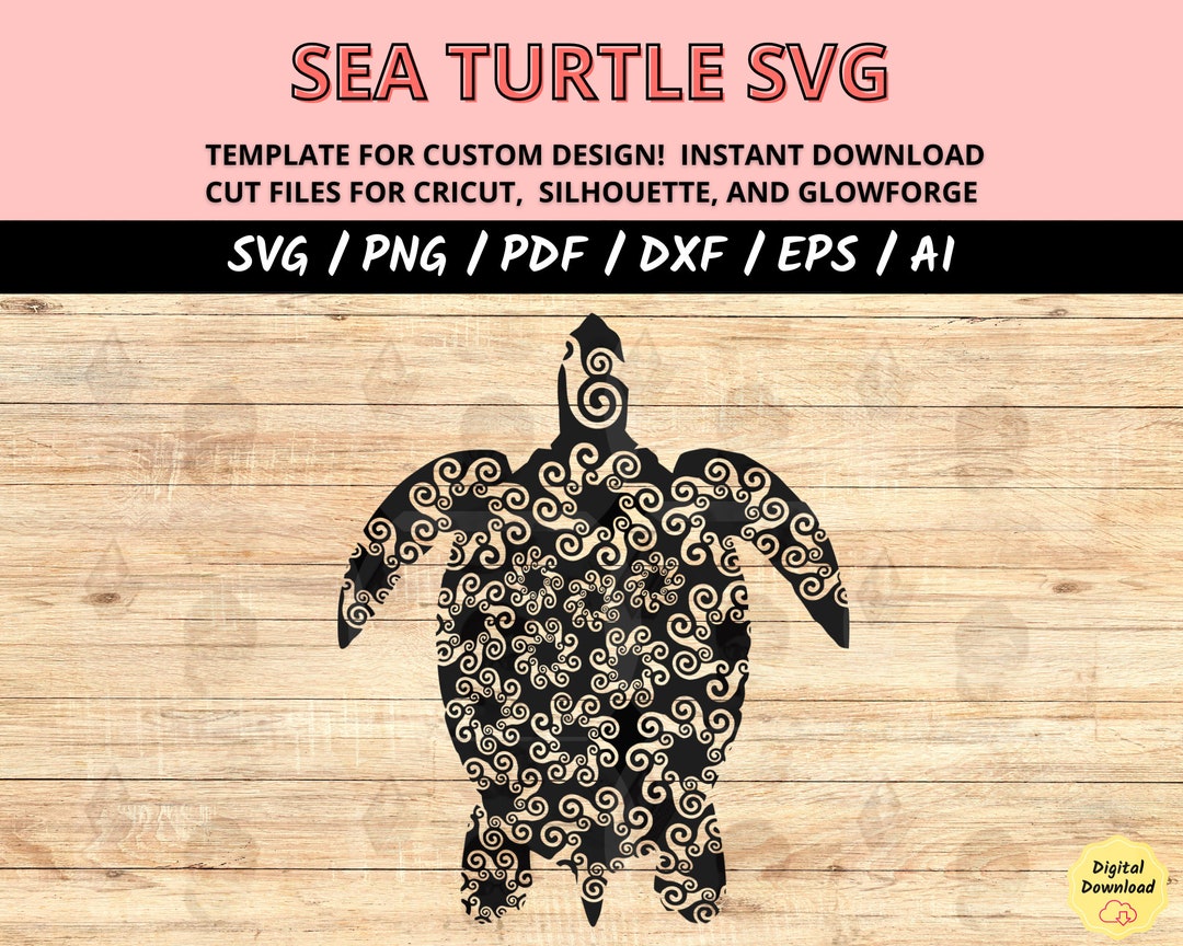 Tortuga marina svg, tortuga isleña svg & dxf archivo cortado con láser ...