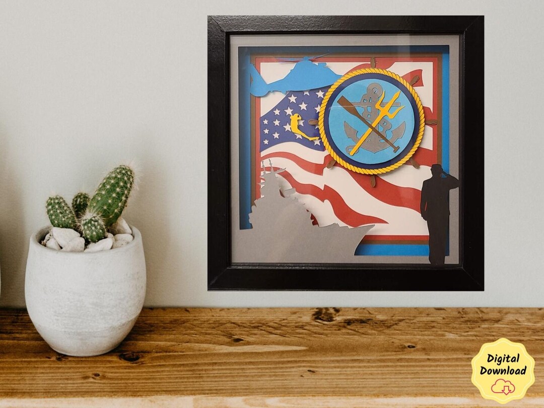 Female Sailor Shadow Box SVG, Military Woman Veteran Gift (digital ...