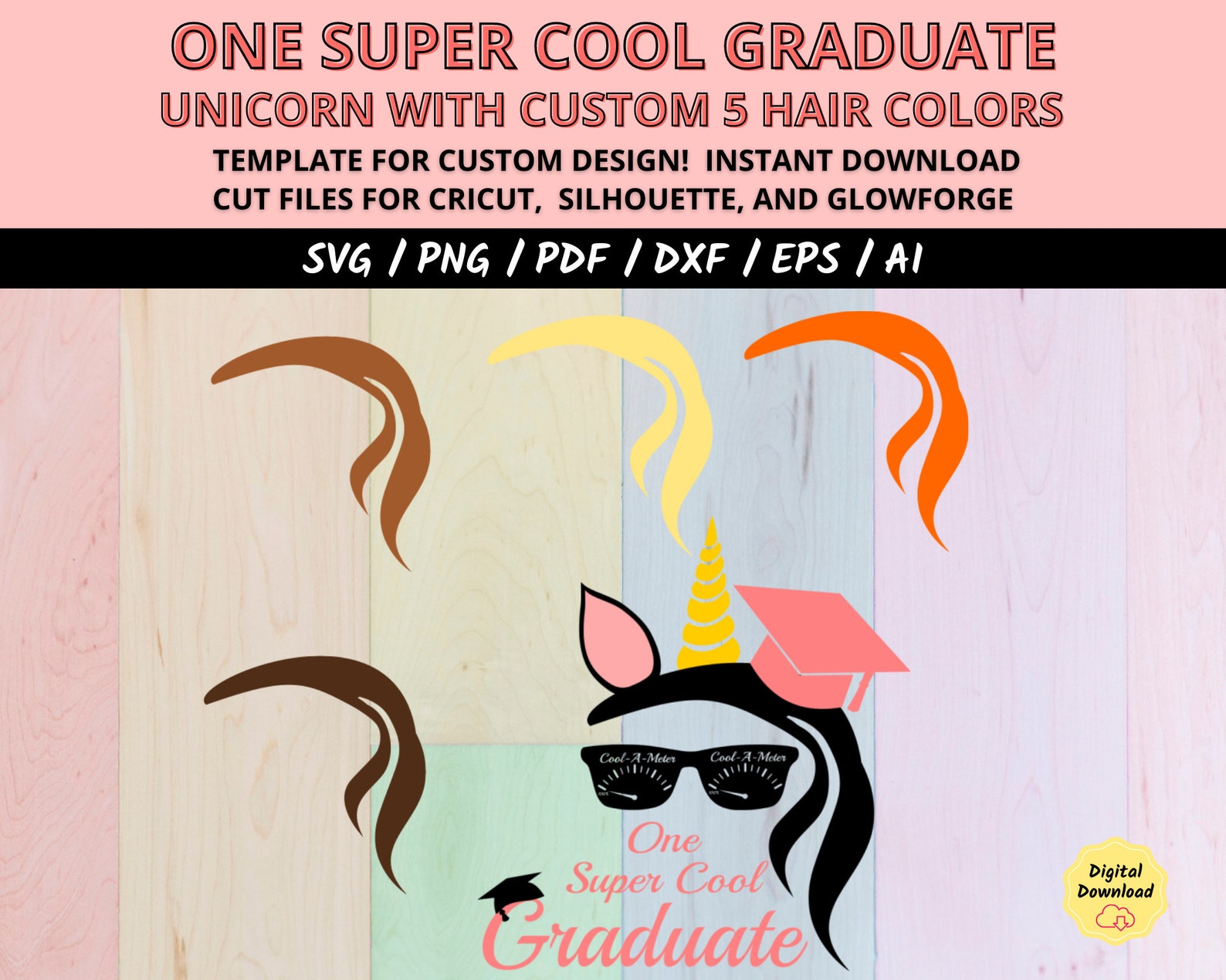 One Super Cool Graduate Girl Svg, Last Day of School Svg, Graduating ...