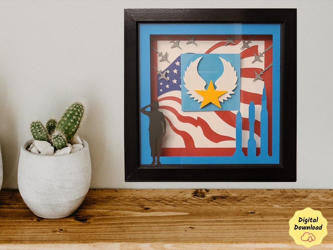 Female Veteran Shadow Box SVG, Military Gift, 3D Paper Cut (digital ...