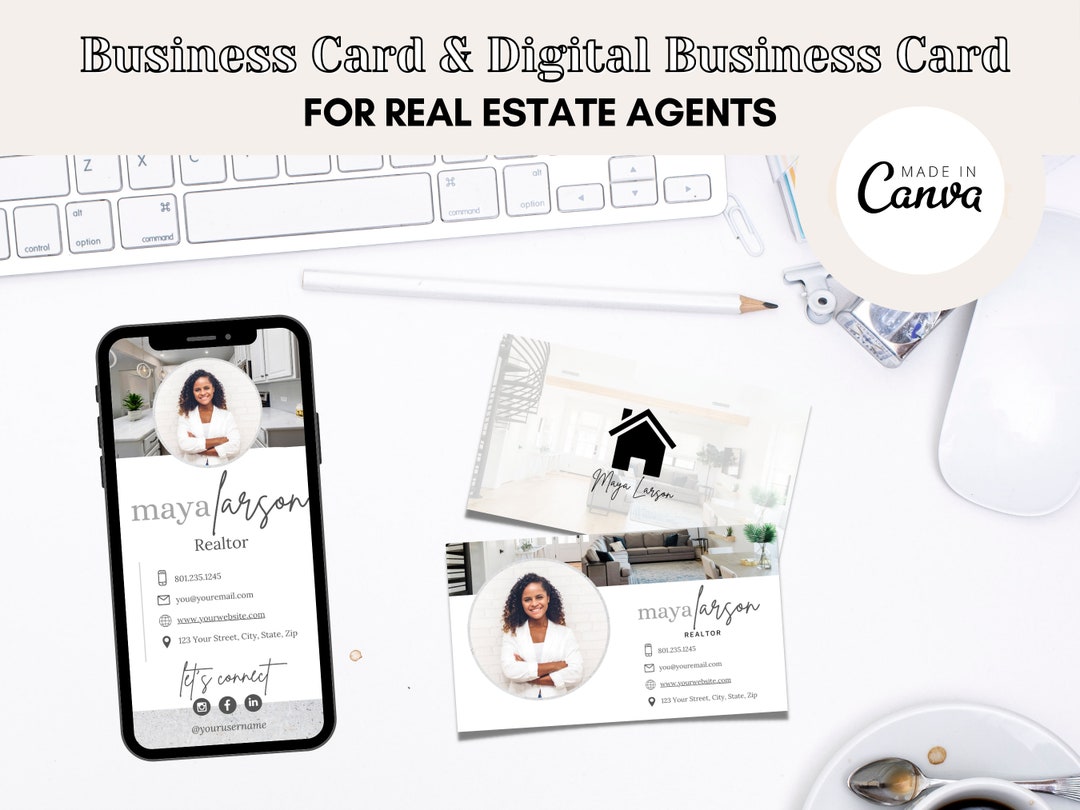 Unique Real Estate Business Card & Digital Business Card Bundle, Real ...