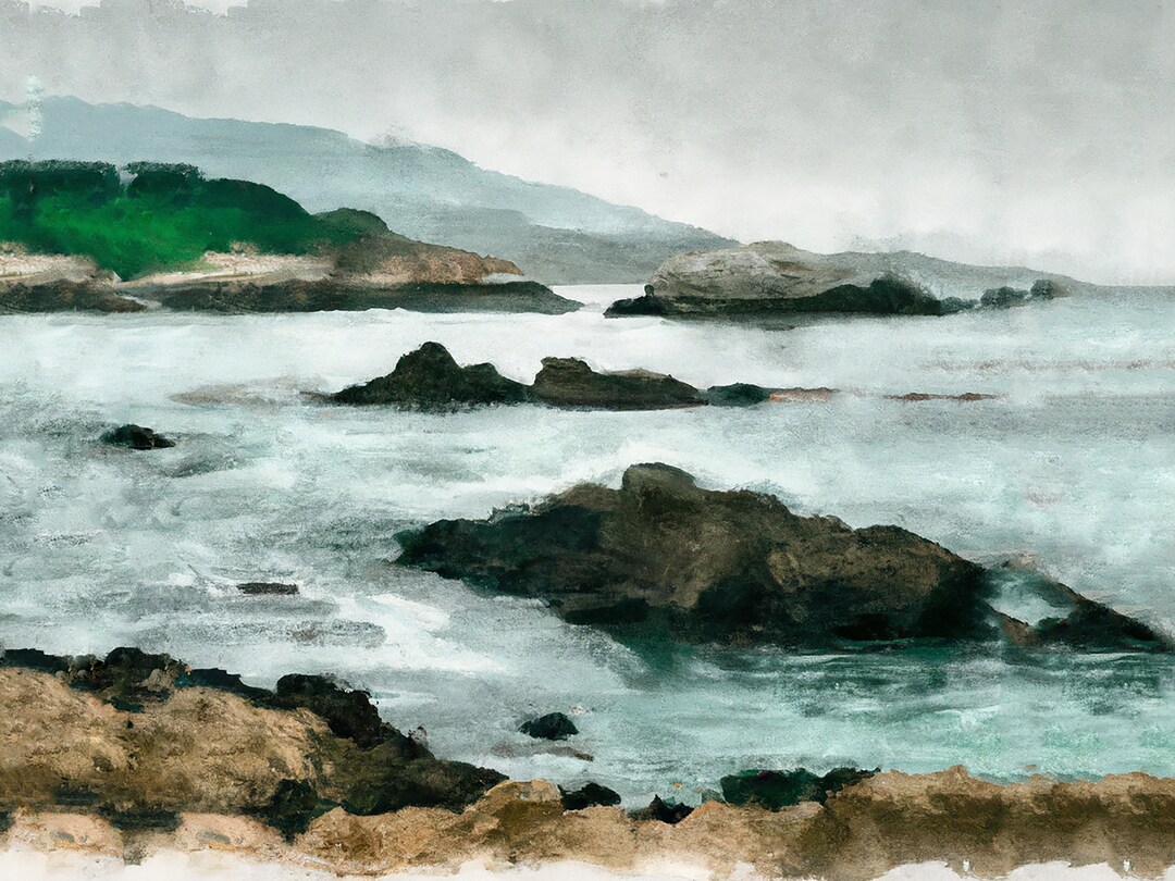 Foggy Coast | DIGITAL DOWNLOAD | Ocean Scene Print, Wall Art, Coastal ...