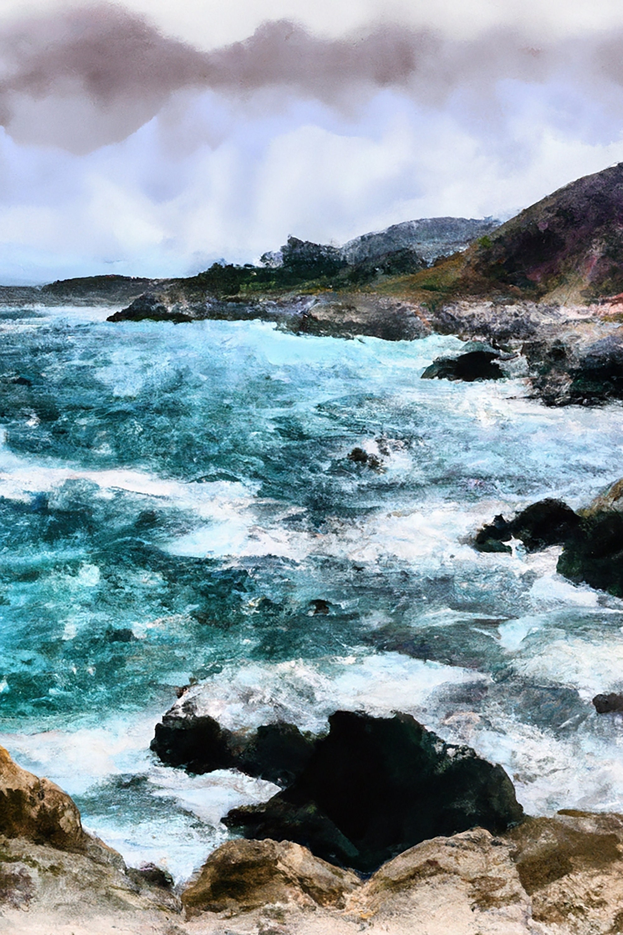 Rugged Coast | DIGITAL DOWNLOAD | Ocean Scene Print, Wall Art, Coastal ...