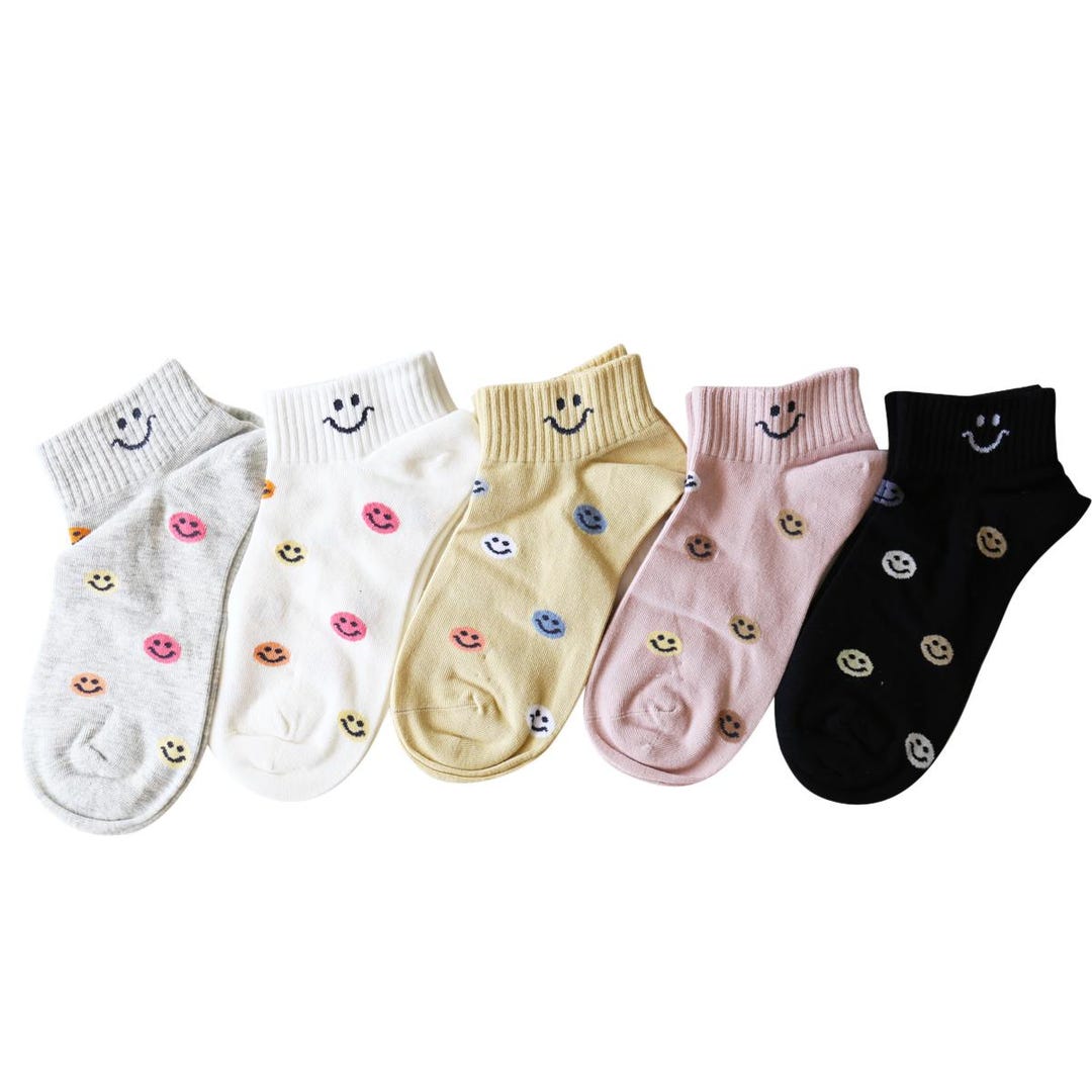 Cute Smiley Face Colorful Women's Ankle Socks – Fun & Stylish Socks ...