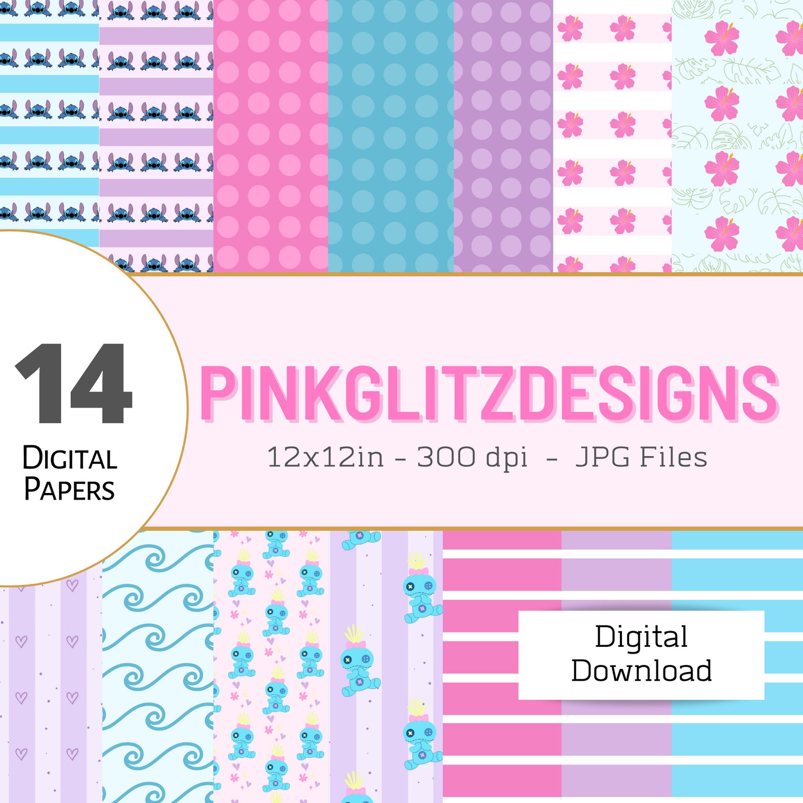 Stitch Digital Paper, Stitch Pattern, Digital Paper, Papeles Digitales, Lilo and Stitch Digital ...