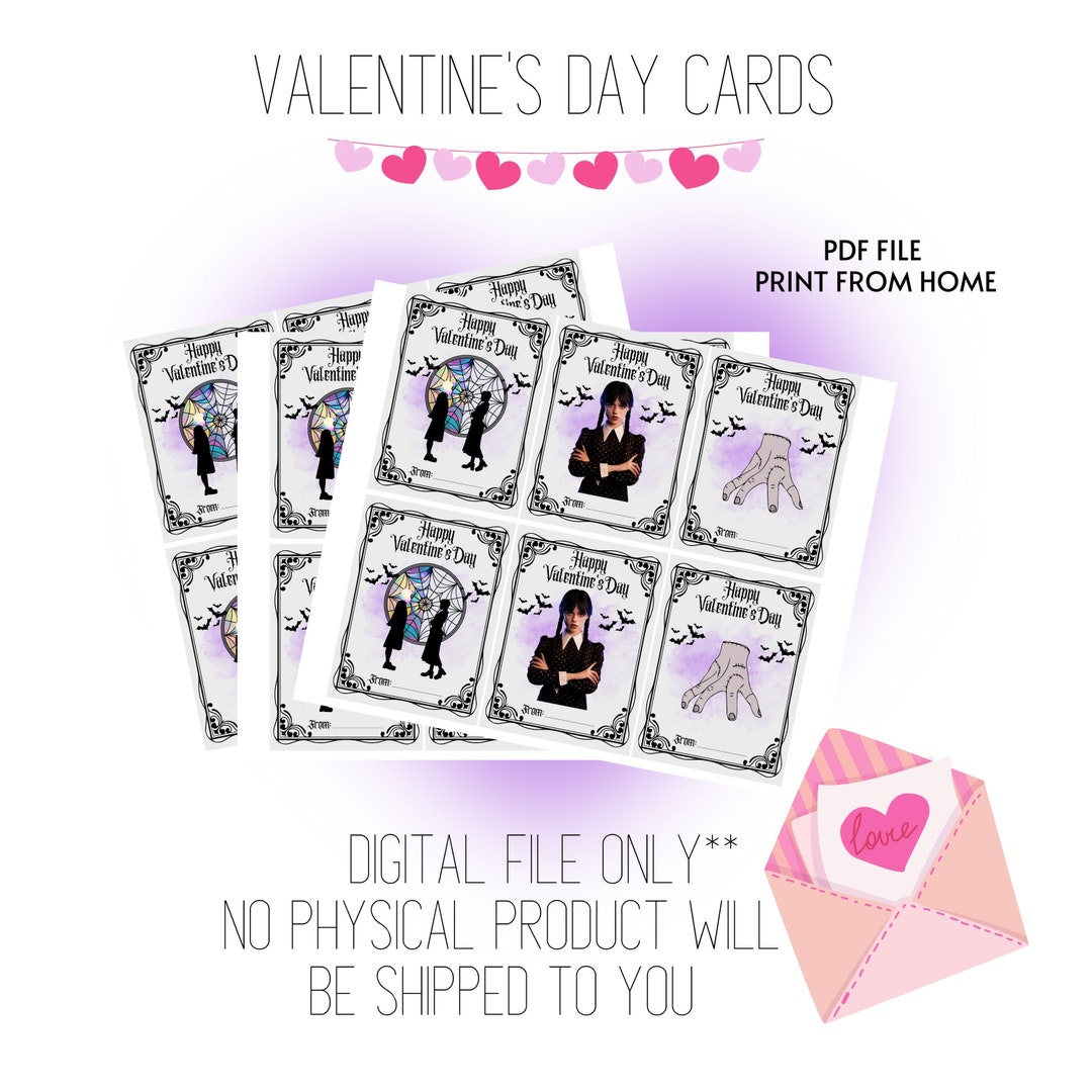 Wednesday Valentine Card, Valentine's Day Cards, Wednesday Printable ...