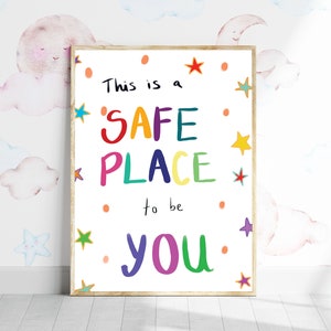 Safe Place Wall Art Classroom Decor Children's Room Decor Calming ...