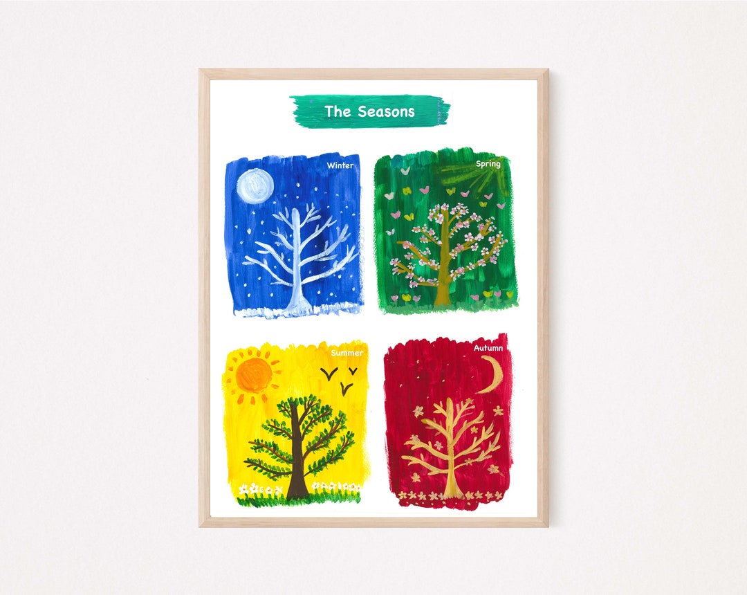 Kids Wall Art Children Gift Seasons Print Colorful Bedroom Decor ...