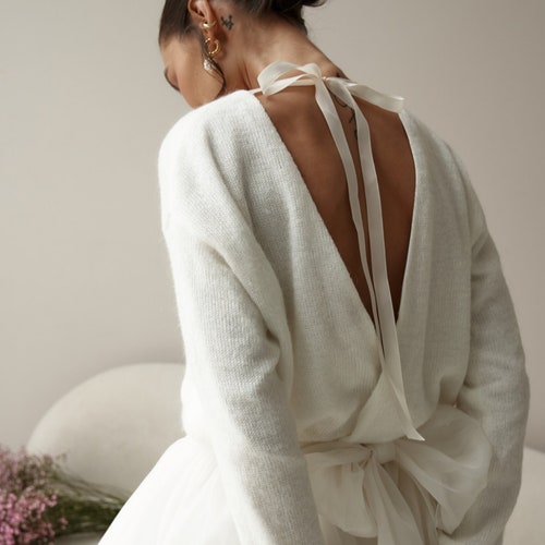 Bridal Sweater Wedding Knit Pullover Boho Bride Cover - Etsy