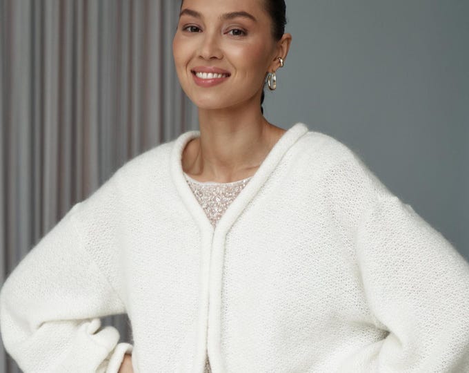Bridal Cardigan, Wedding Wool Coat, Bridal Jacket, Knitted Cardigan for ...