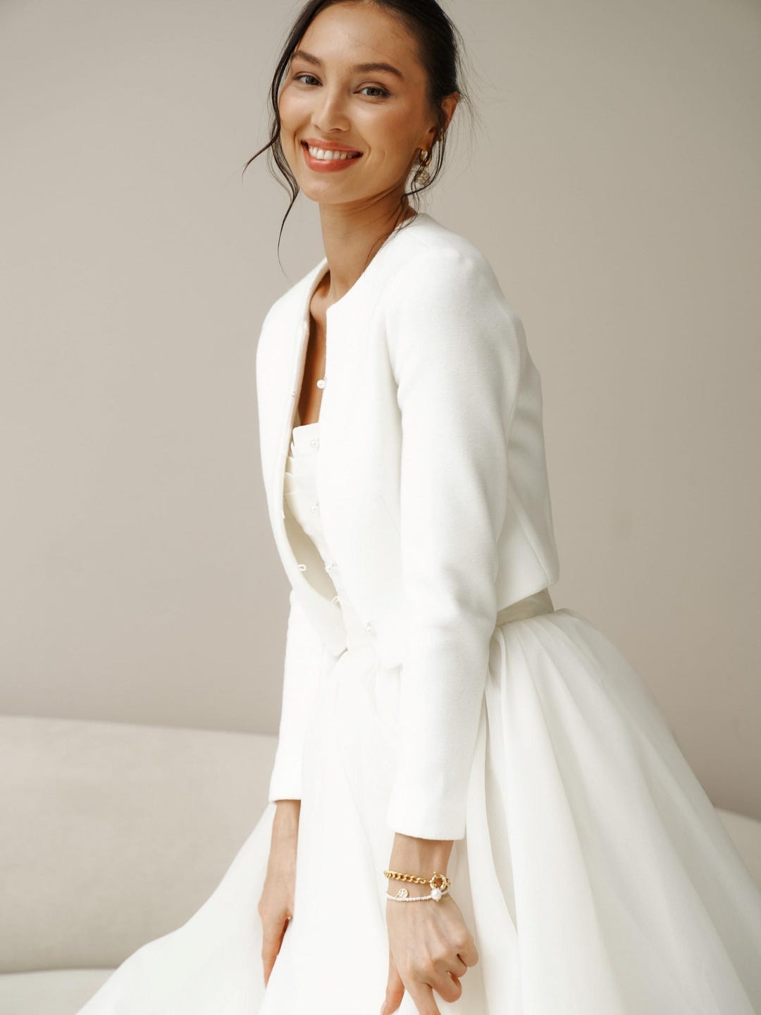 Wedding White Bridal Jacket. Premium Warm Dress Topper for Wedding ...