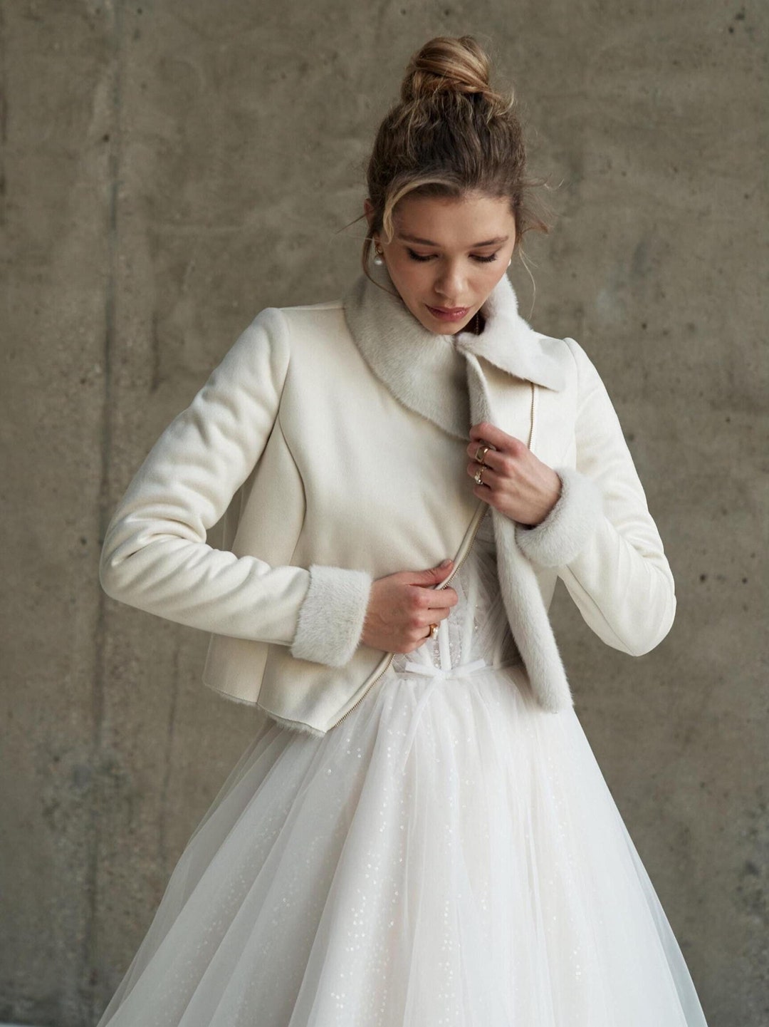 Wedding Jacket, Ivory Faux Fur Bridal Coat, Wedding Fur Stole, Fur Boho ...