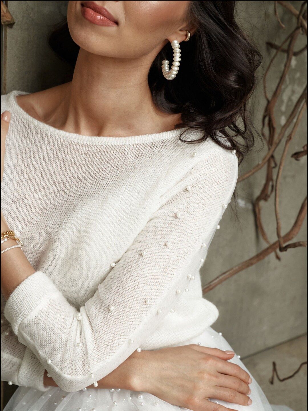 Bridal Cover Up: Wedding Bolero With Pearls and Boho Bride Sweater for ...