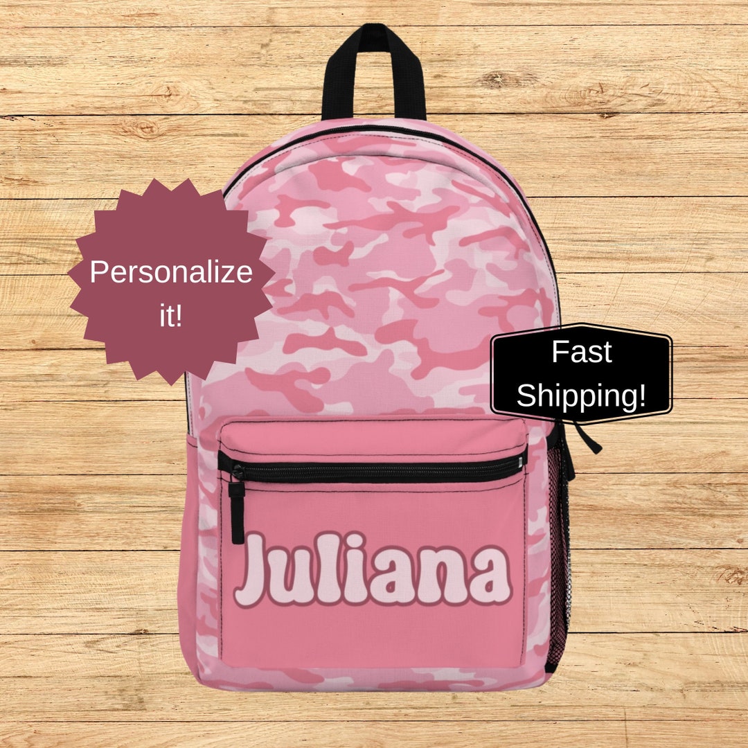 Pink Camo Backpack With Solid Pink Front Pocket Lightweight ...