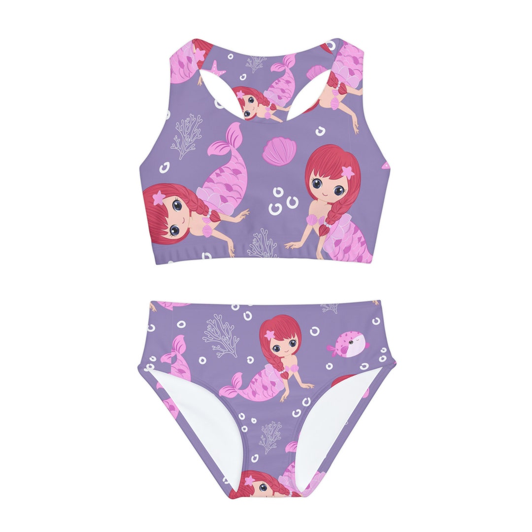 Girls Two Piece Swimsuit Mermaid With Bubbles Swimsuit 2 Piece Swimsuit ...