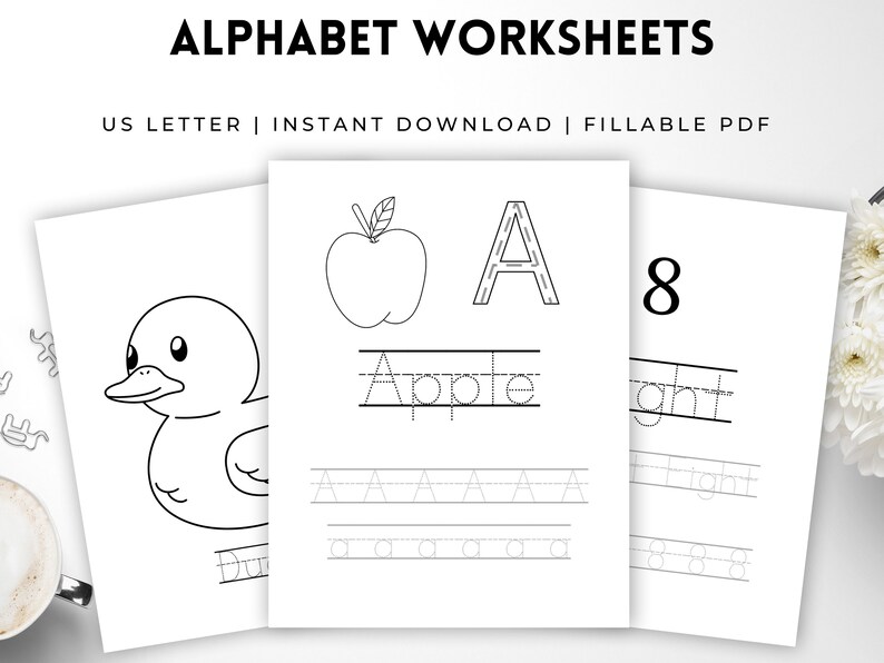 Alphabet Worksheets - Printable - Tracing - Coloring - Homeschool ...