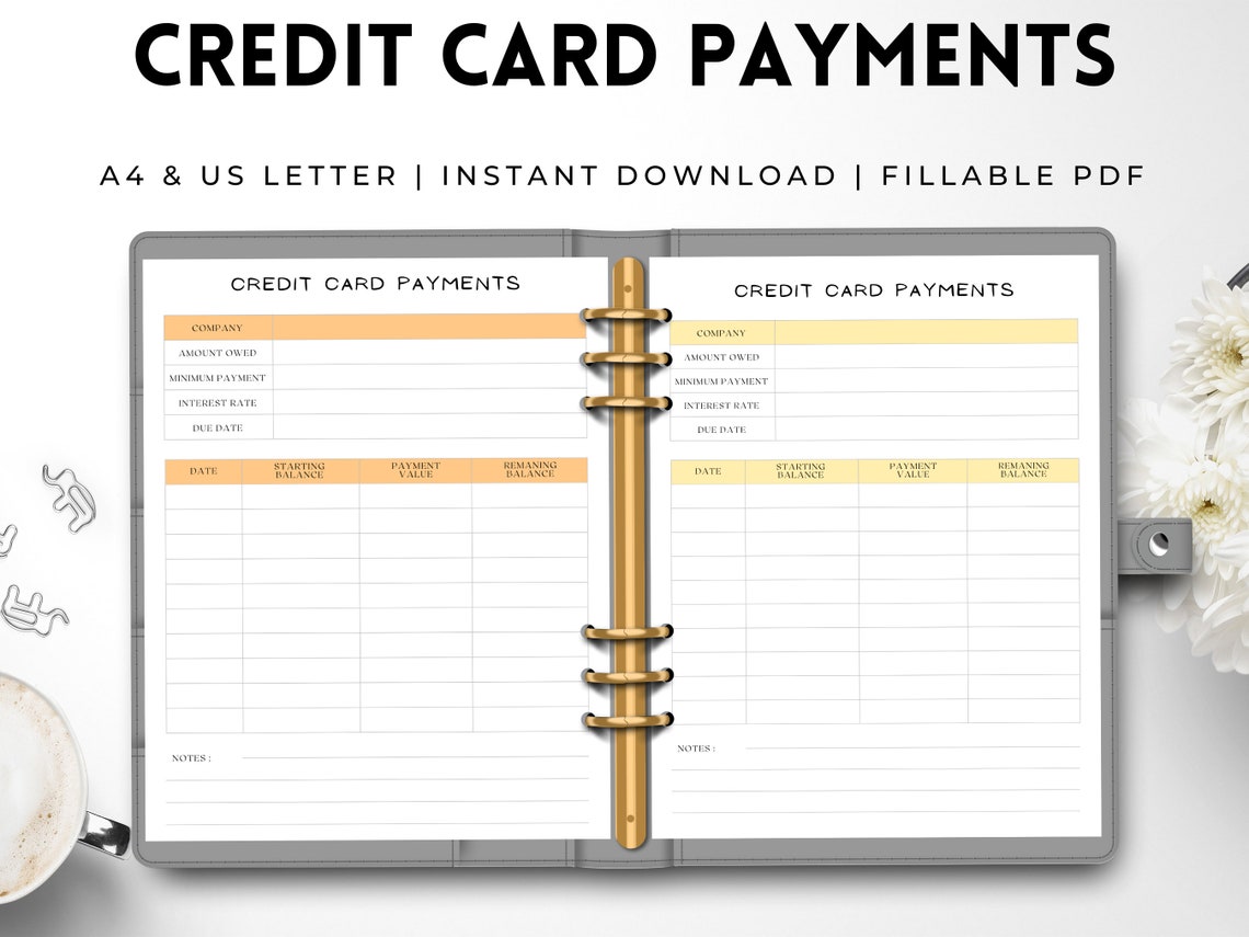 Credit Card Payments Tracker, Debt Payments Tracker, Bank Payments ...