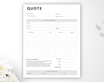 Quotation Template | Editable Quote Form | Price Quote for Small Business | MS Excel | Google ...
