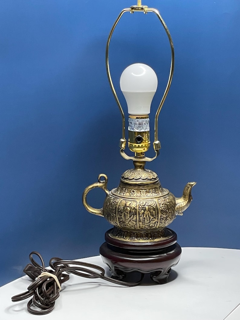 Chinese Petite Brass Teapot Table Top Lamp Antique Qing Dynasty. - Etsy