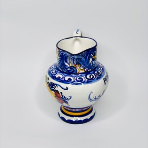 Hand Painted Blue Floral Pitcher Made in Portugal. - Etsy