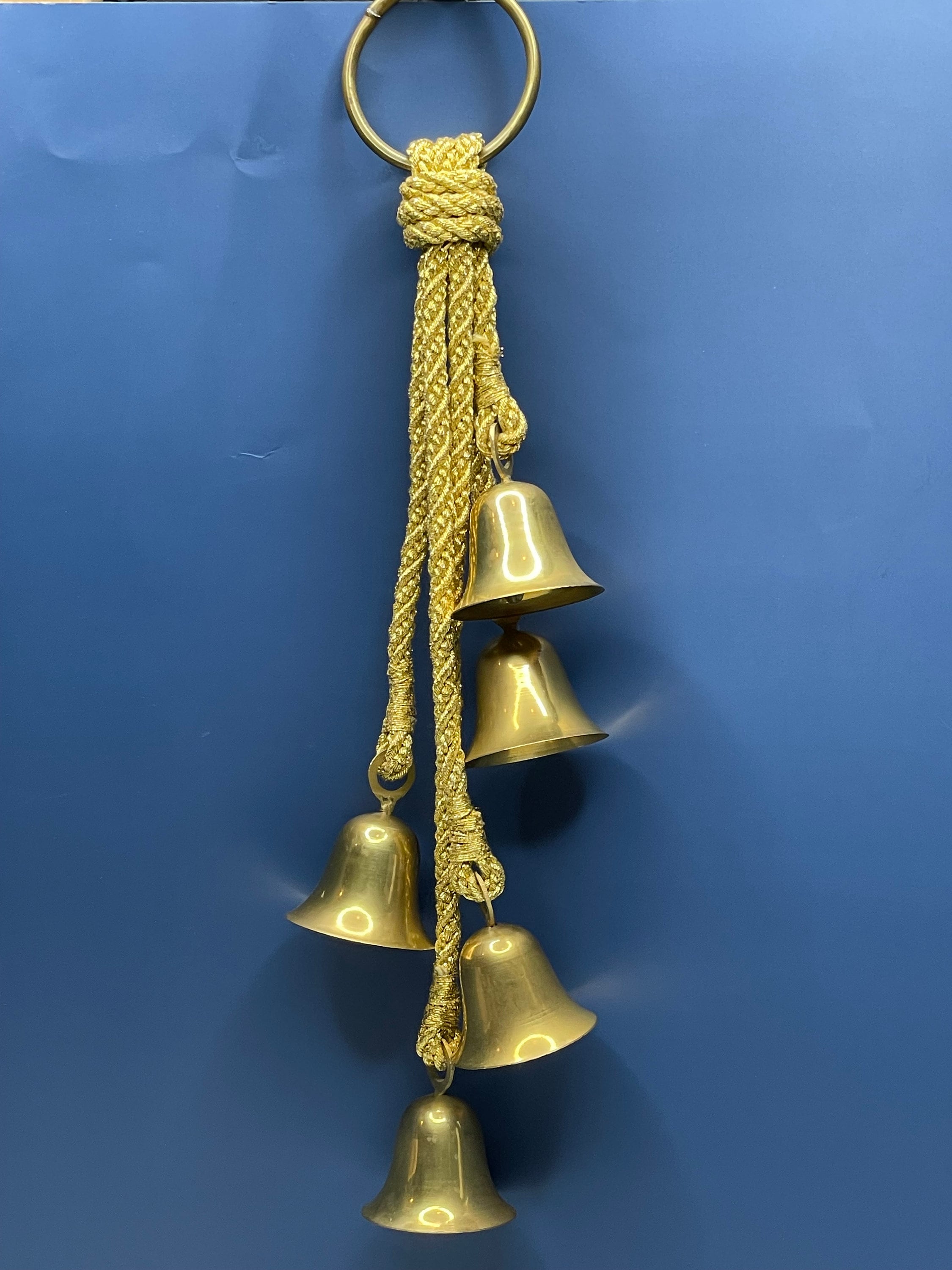 5 Hanging Brass Bells Gold Color Rope Door Knocker. Christmas Bells - Etsy