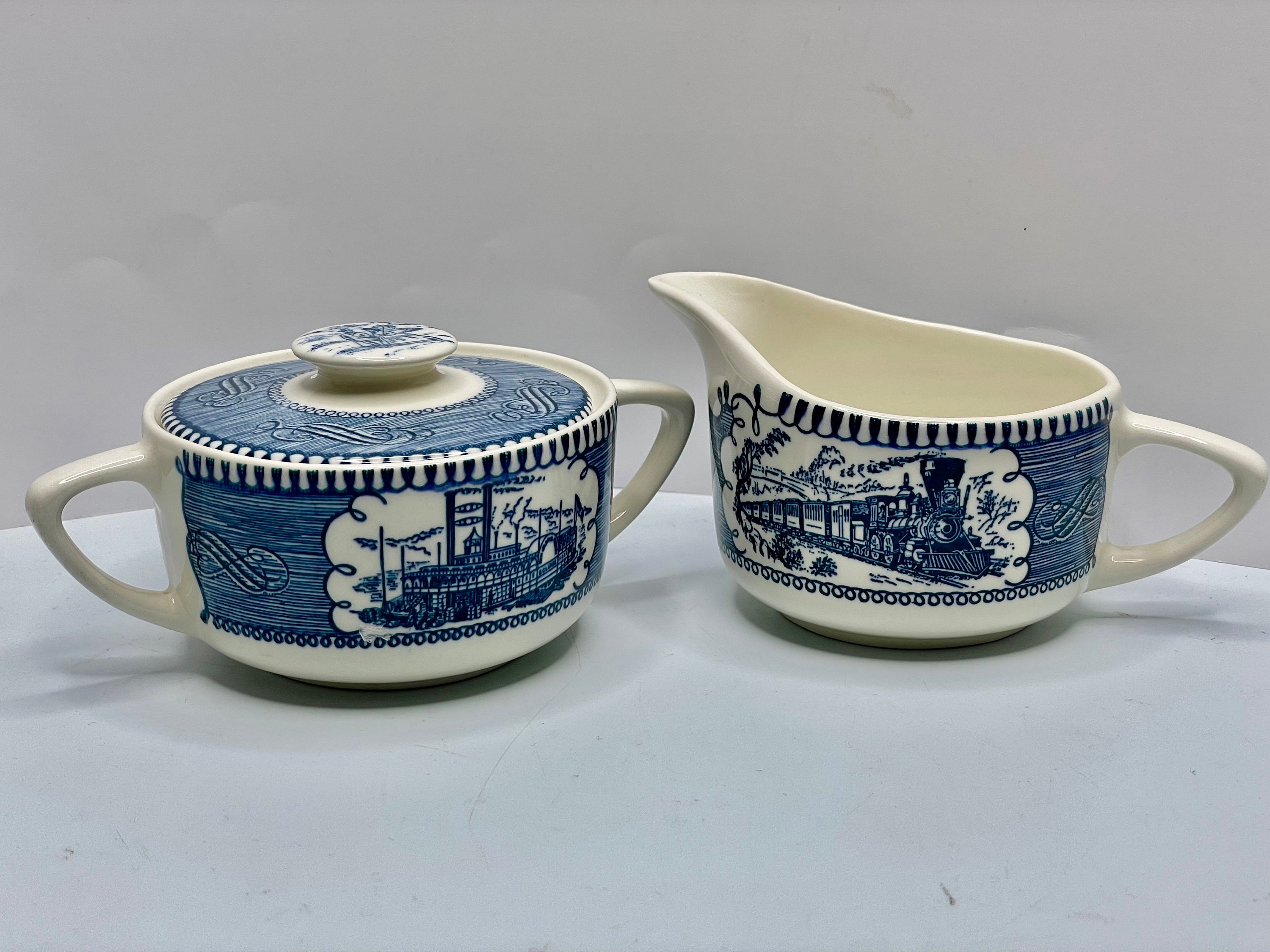 Royal China - Currier and Ives Pattern Creamer and Sugar Bowl, 1950's ...