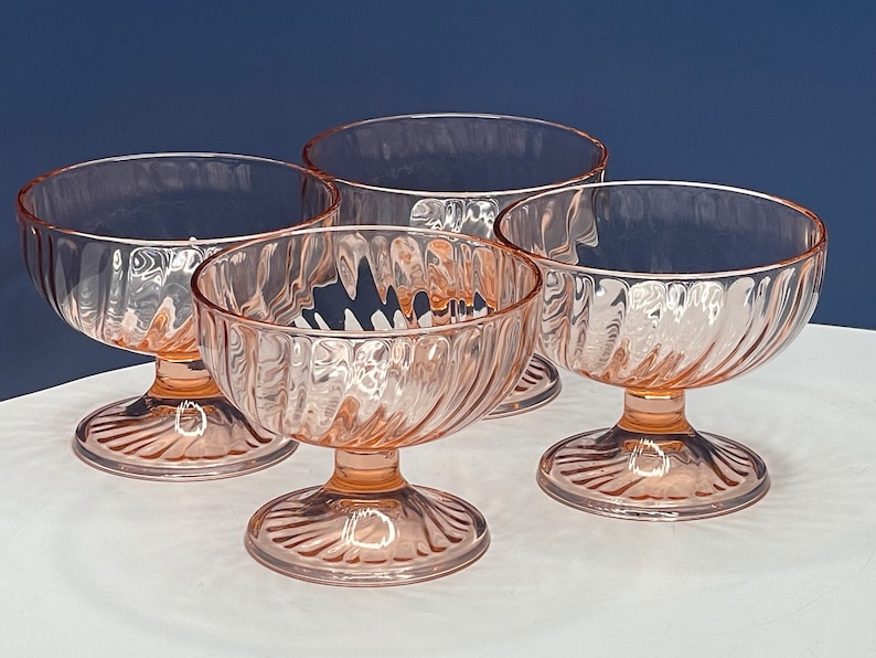 ARCOROC Rosaline Swirl Pink Glass Bowls. Made in France. Set of 4. - Etsy
