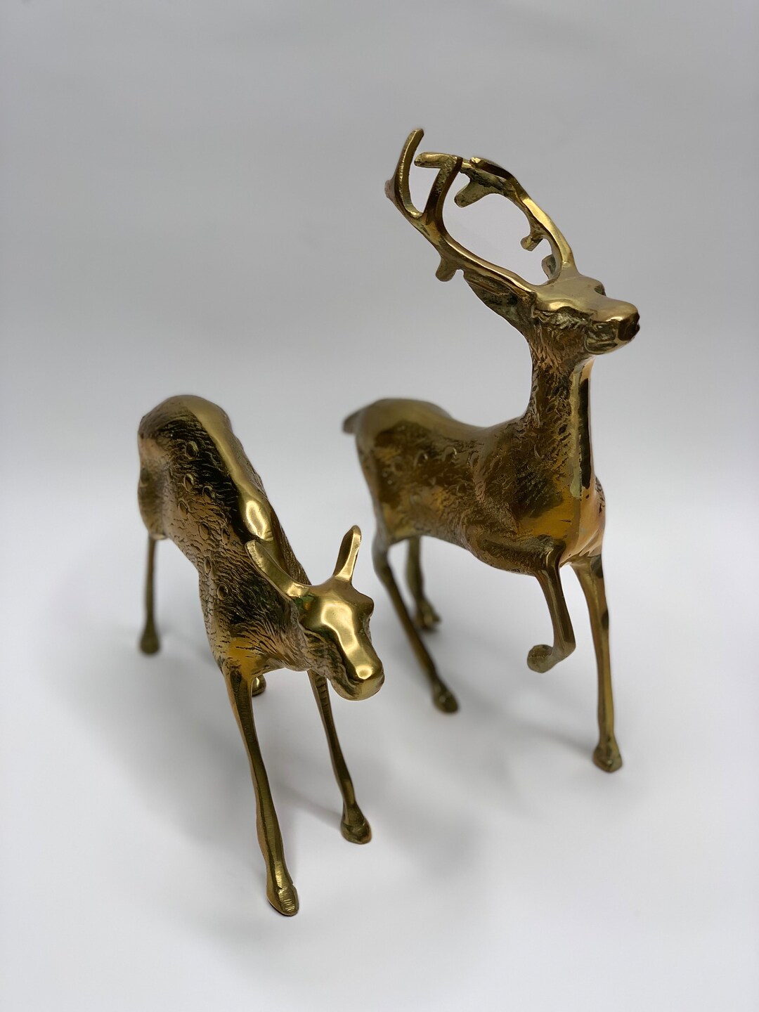 Vintage Handmade Brass Buck and Doe Deer Animal Figurine Pair. - Etsy