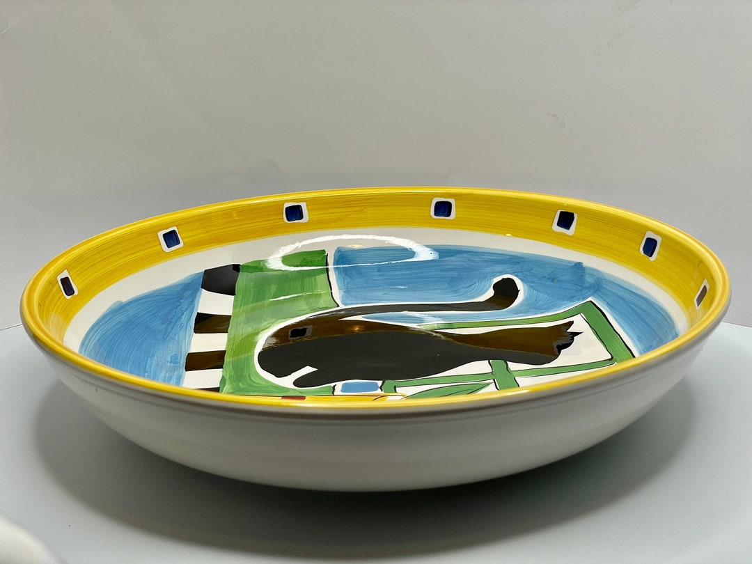 Hausenware by Mary Jane Mitchell Colorful 13.25 Round Serving Bowl ...