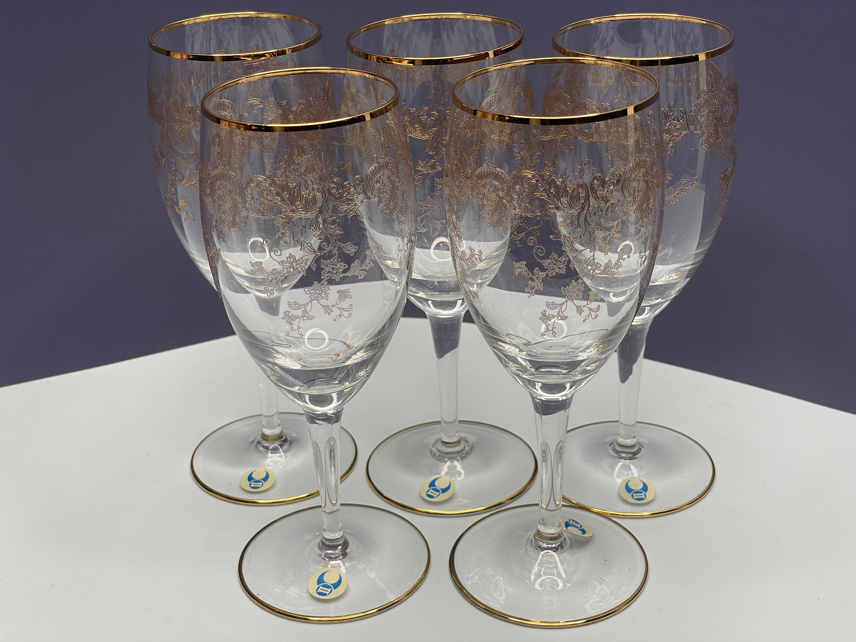 Czech Bohemian Gold Rim and Floral Pattern Crystal Wine - Etsy