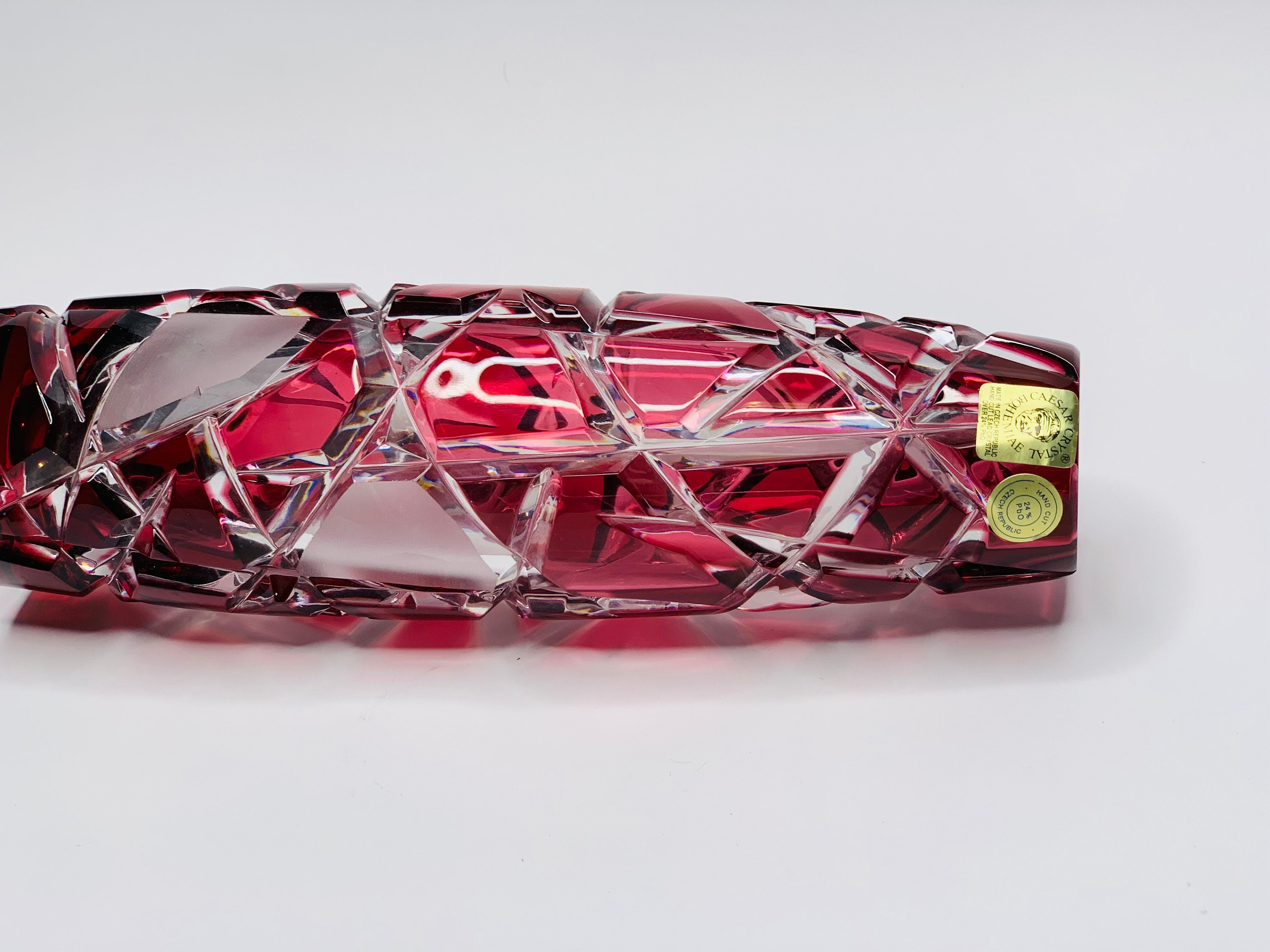 Caesar Crystal Bohemia Cranberry to Clear Crystal Mars Bud Vase - Etsy