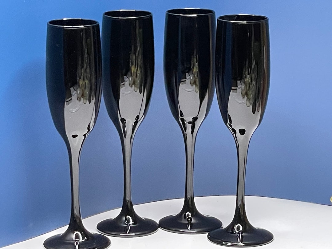 Libbey Premiere Champagne Flutes. Black Amethyst. Set of 4 - Etsy