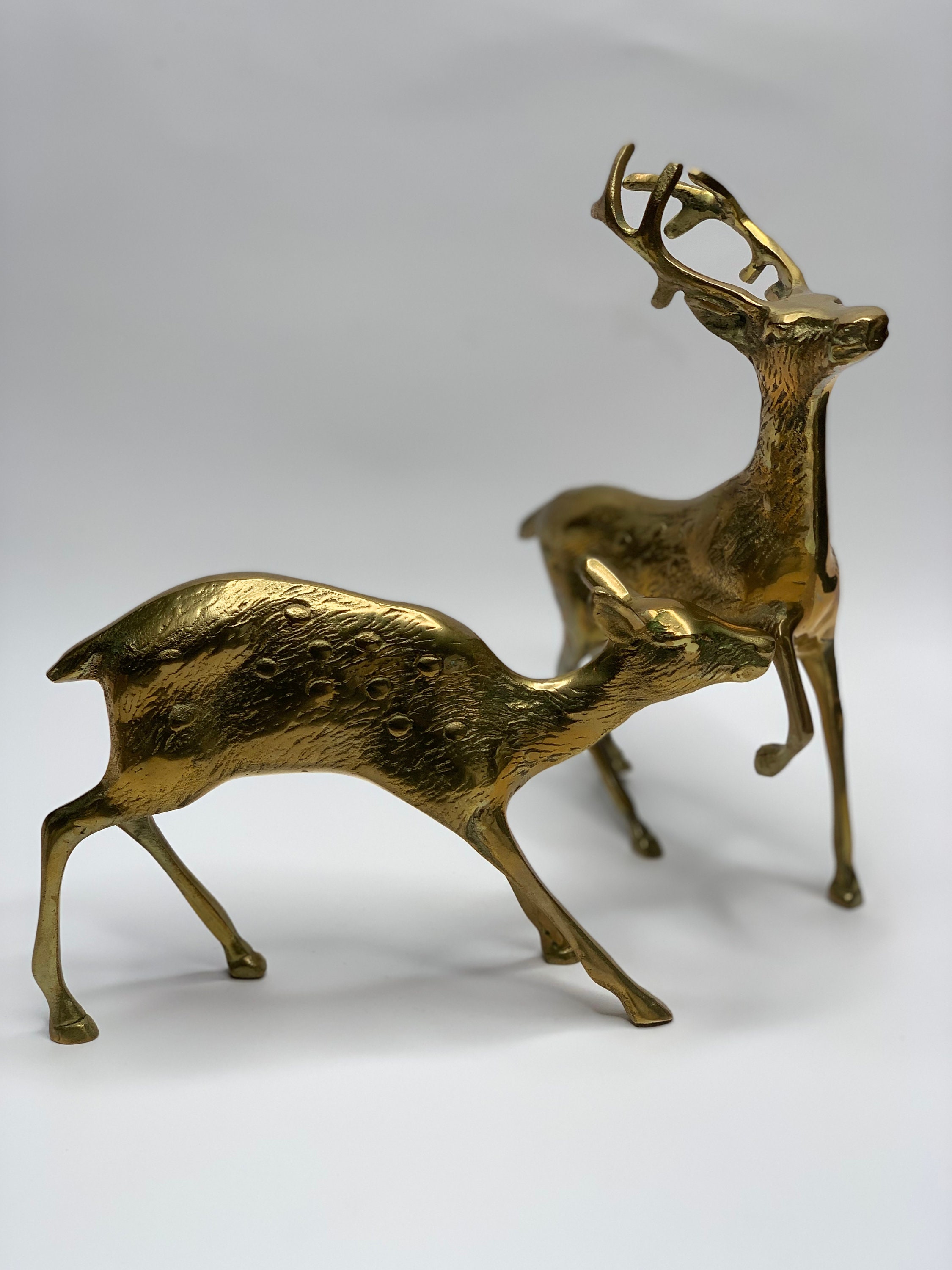 Vintage Handmade Brass Buck and Doe Deer Animal Figurine Pair. - Etsy